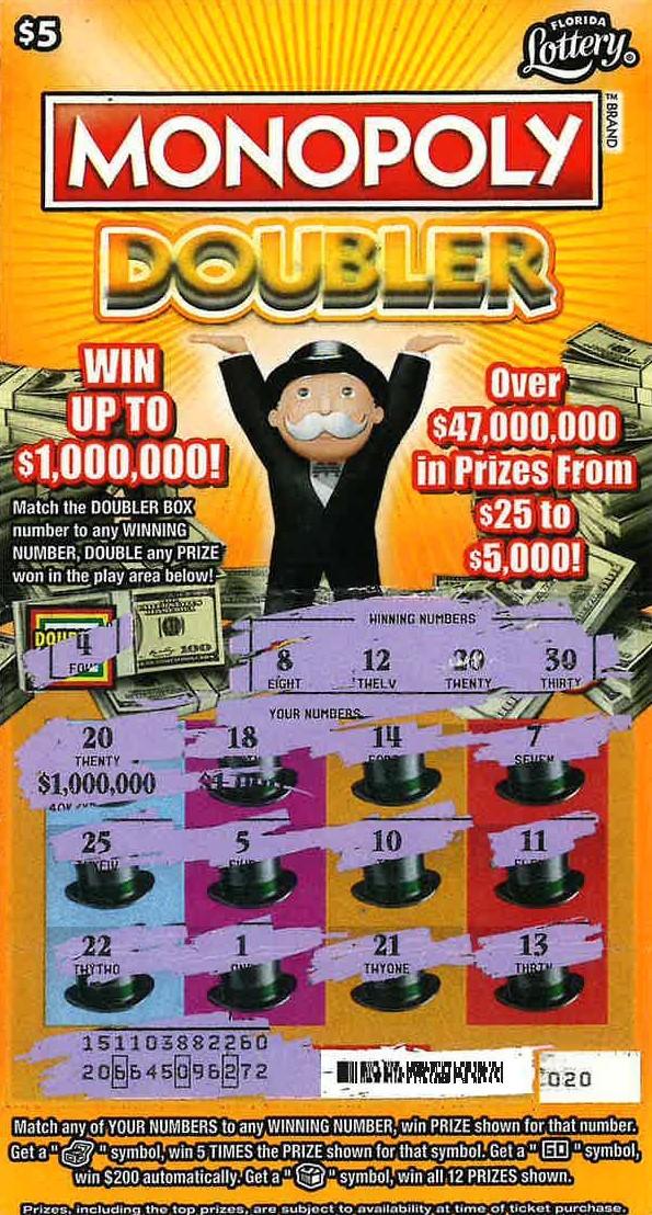 South Florida woman wins $1 million playing $5 Monopoly Doubler Scratch ...