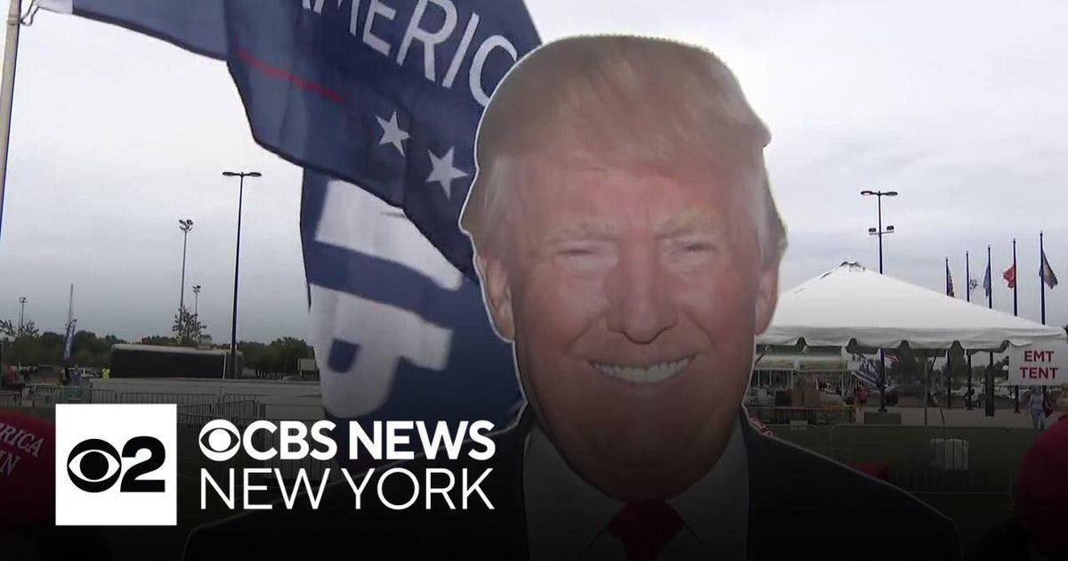 Trump supporters begin packing Nassau Coliseum parking lot - CBS New York