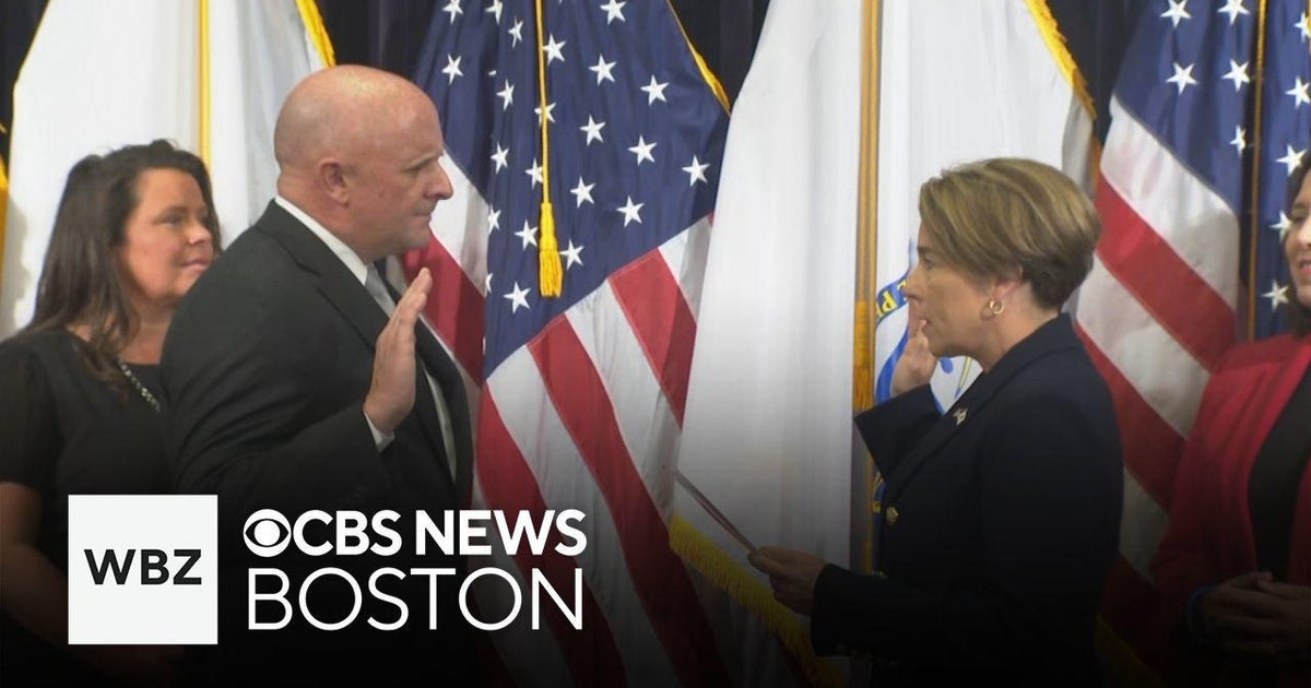 New Massachusetts State Police Colonel Geoffrey Noble sworn in by Gov ...