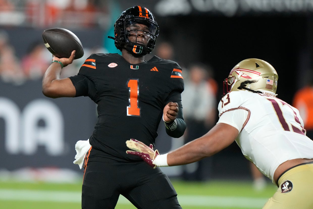 No. 6 Miami remains unbeaten, topping Florida State 36-14 in rivalry ...