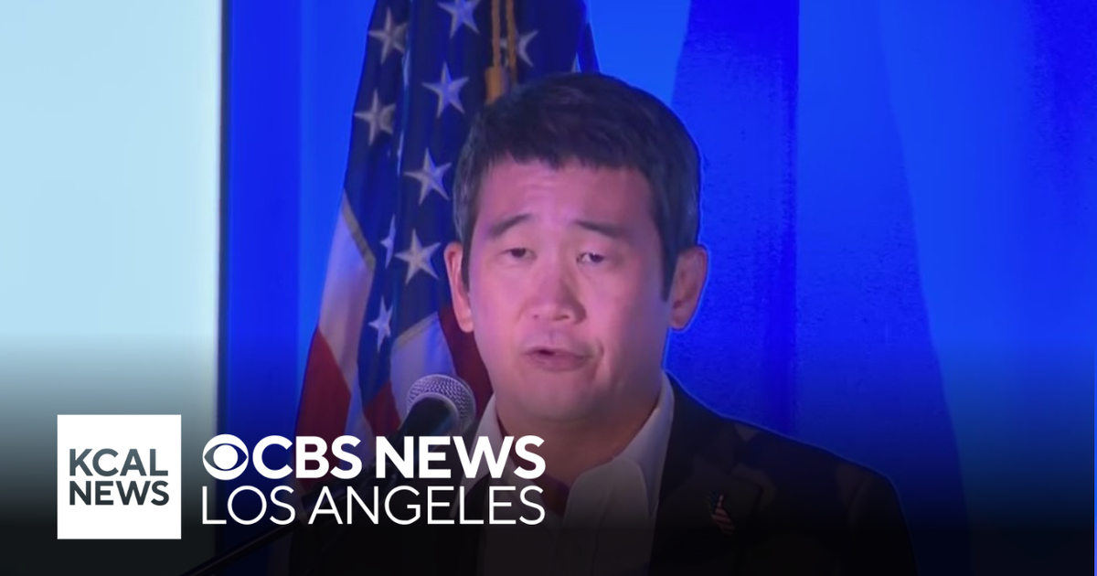 State Sen. Dave Min addresses supporters after early returns - CBS Los ...
