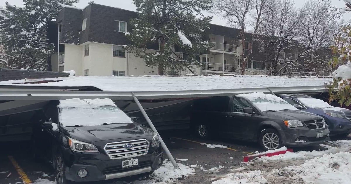 Denver carport collapses, damaging at least 7 cars - CBS Colorado