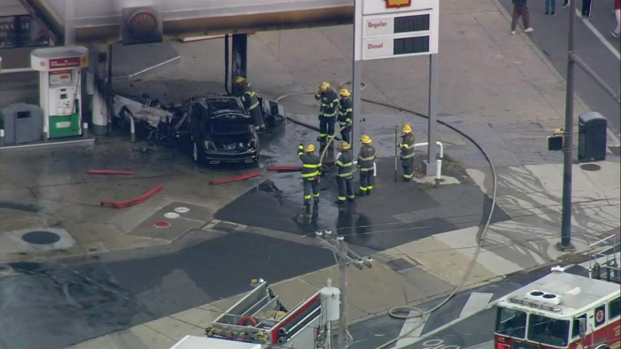 Car catches fire at Philadelphia gas station - CBS Philadelphia