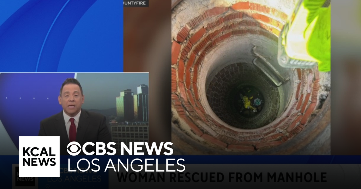 Woman rescued after getting trapped in manhole in San Bernardino - CBS ...
