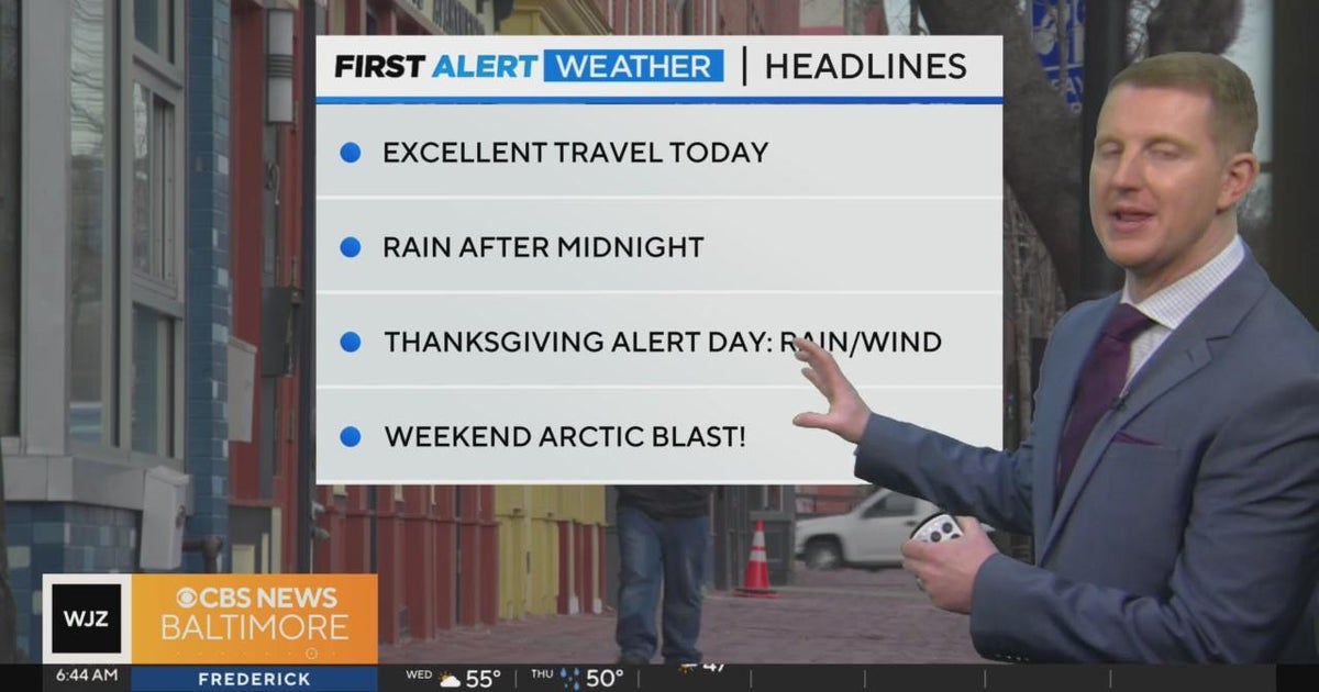 Excellent weather for travel, rain arrives after midnight - CBS Baltimore