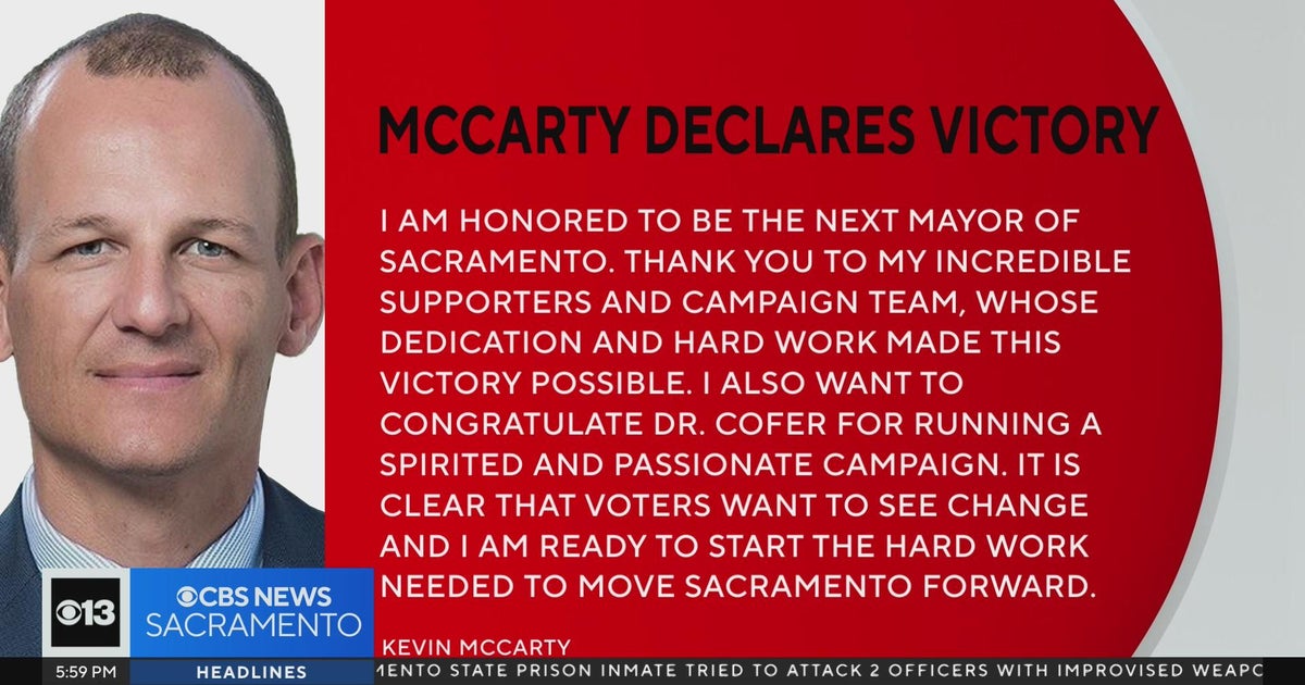Kevin McCarty declares victory in Sacramento mayoral race - CBS Sacramento