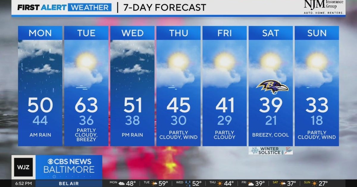 Rainy weather continues into Monday in Maryland - CBS Baltimore