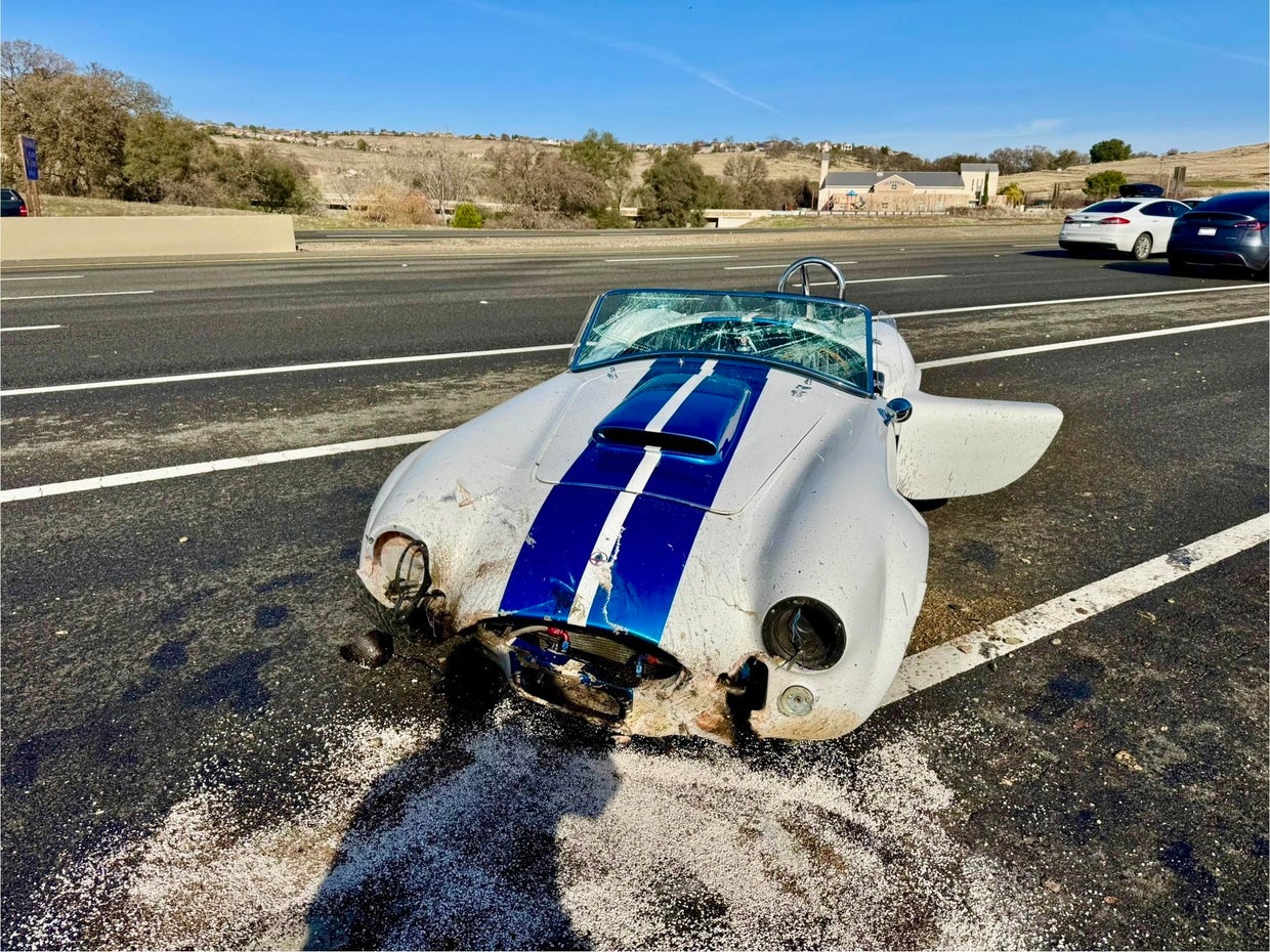 Shelby Cobra wrecked in California after driver hits wet patch of ...