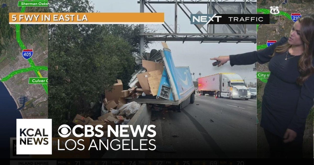 Amazon truck crash and leak closes 2 lanes on 5 Freeway in East LA ...