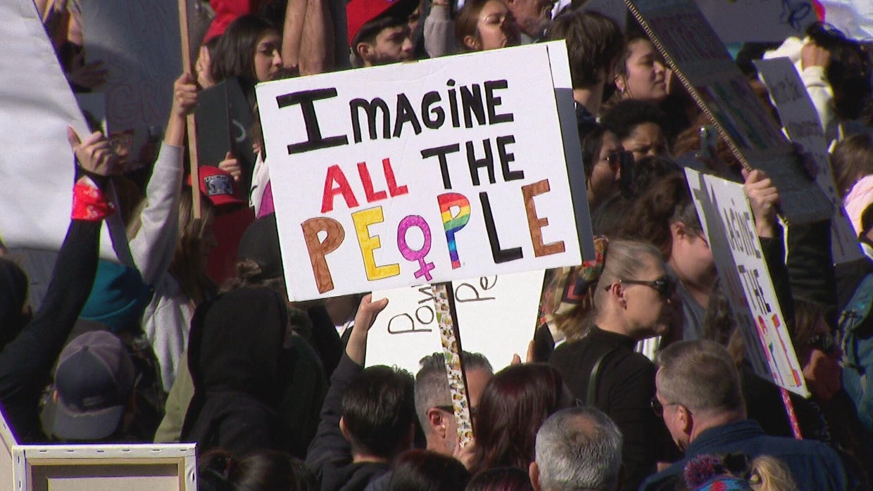 Hundreds of protesters march through downtown Denver - CBS Colorado