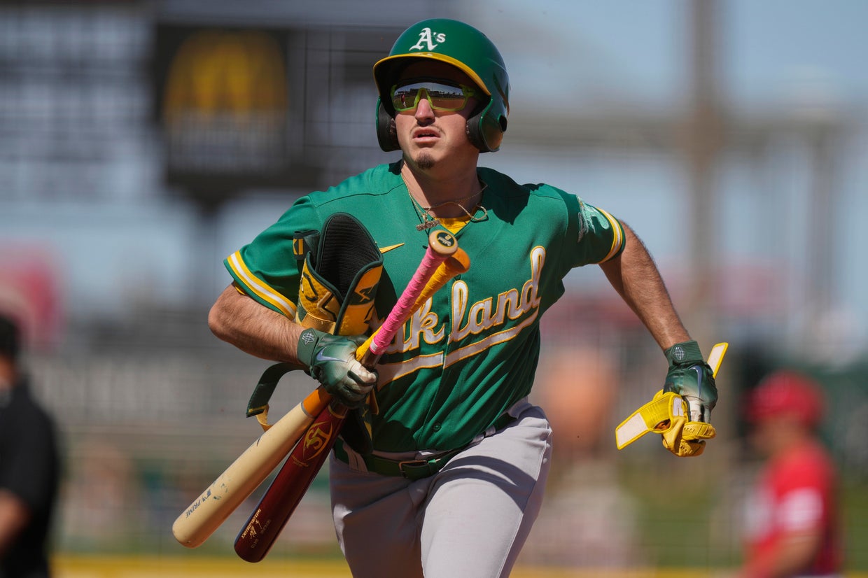 Athletics bat boy bats down drone in left field during game - CBS News