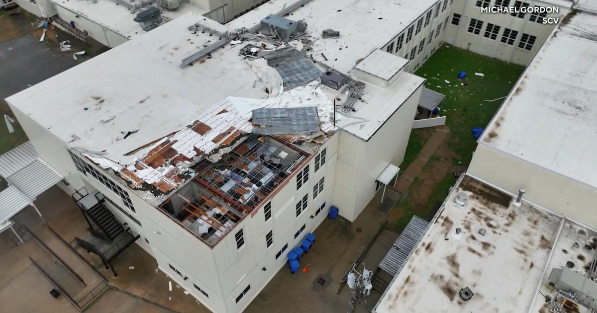 Severe storms rip off part of a school roof, wreaking havoc across the ...