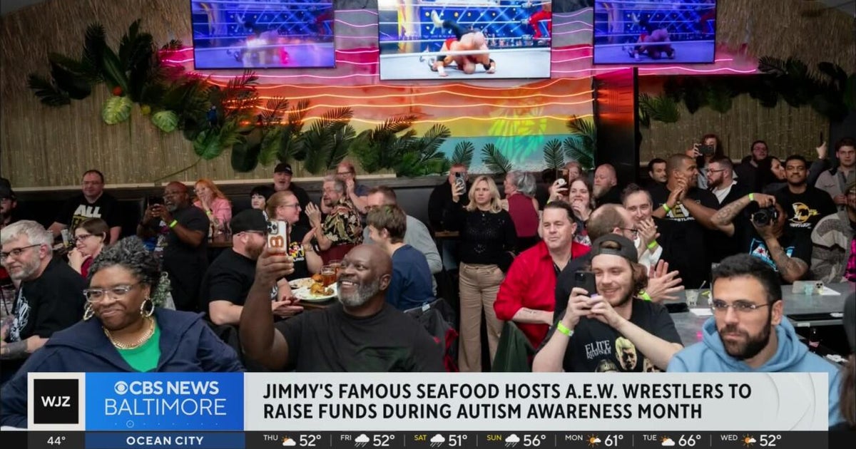Jimmy's Famous Seafood hosts pro wrestlers for autism awareness - CBS ...