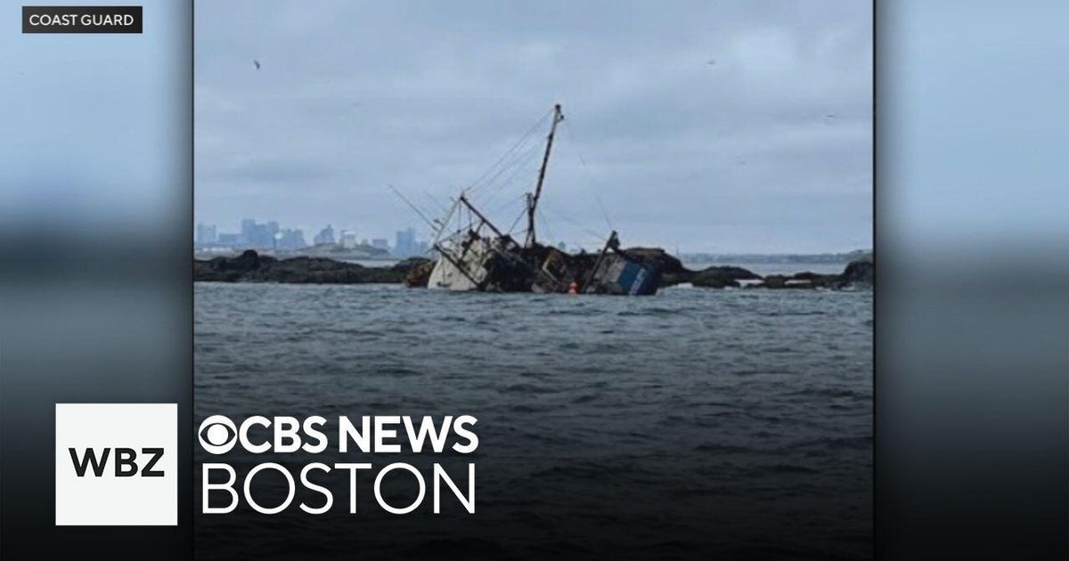 3 people rescued from sinking fishing boat in Boston Harbor - CBS Boston