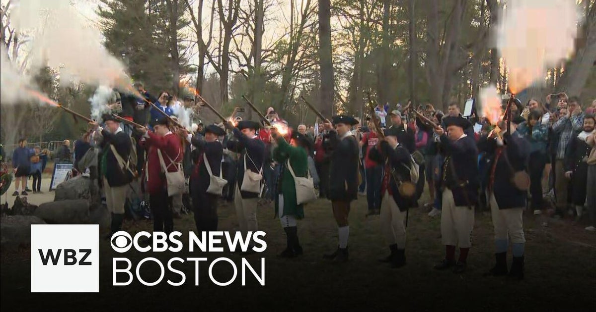 Cannons and muskets fire at the dawn salute in Concord - CBS Boston