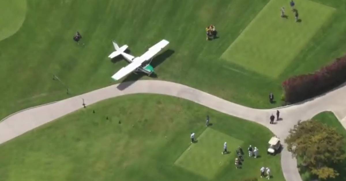 Small aircraft lands safely on Riviera Country Club golf course - CBS ...