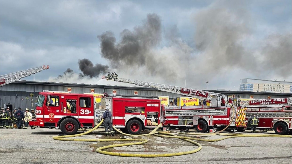 W.B. Mason warehouse fire in South Boston causes $1M in damage - CBS Boston