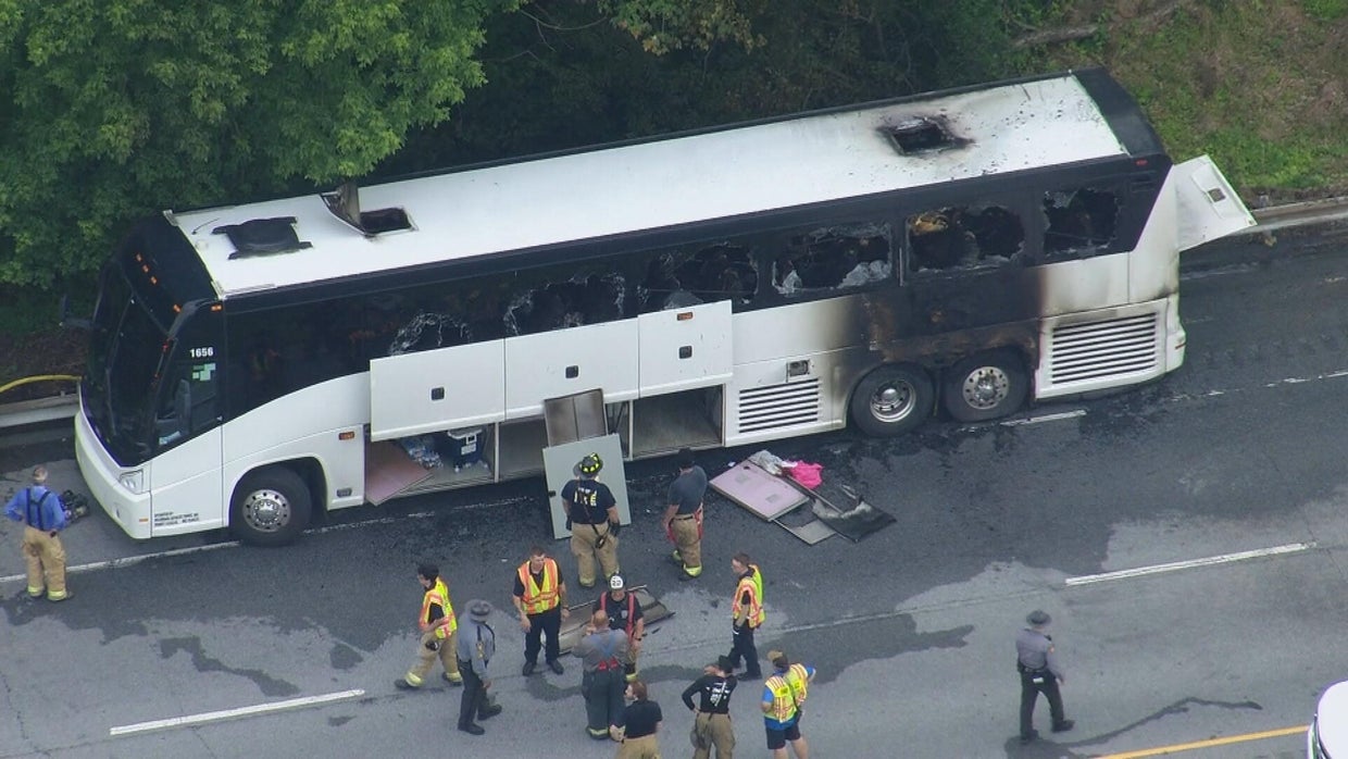 Traffic backed up, part of Route 1 shut down after bus caught fire in ...