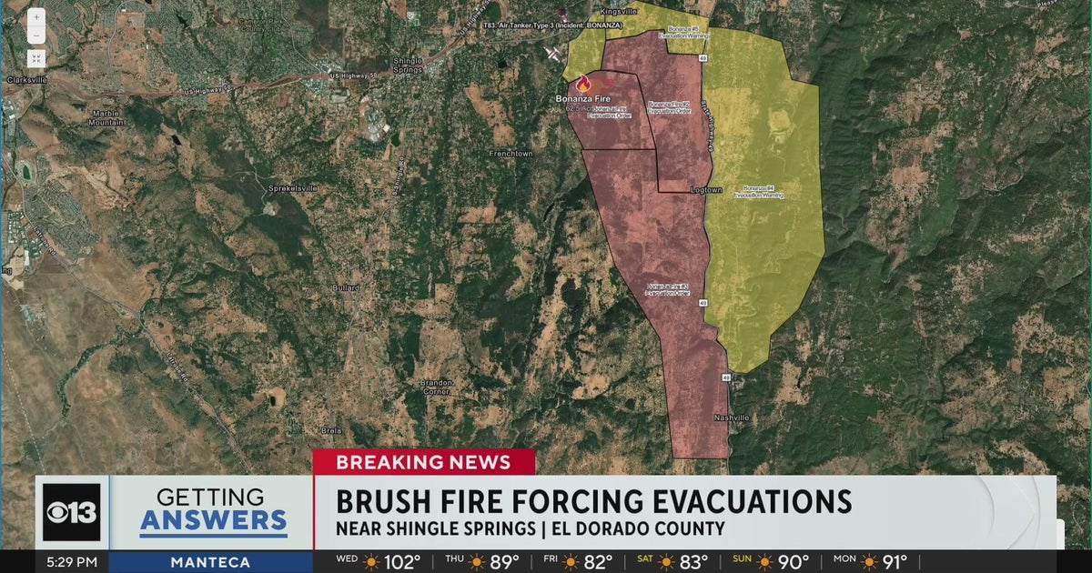 Evacuation zone spreads for Bonanza Fire in El Dorado County - CBS ...