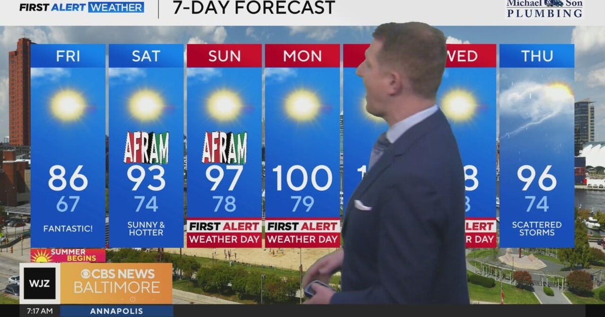 Fantastic Friday weather, sunny hot and dry weekend ahead - CBS Baltimore