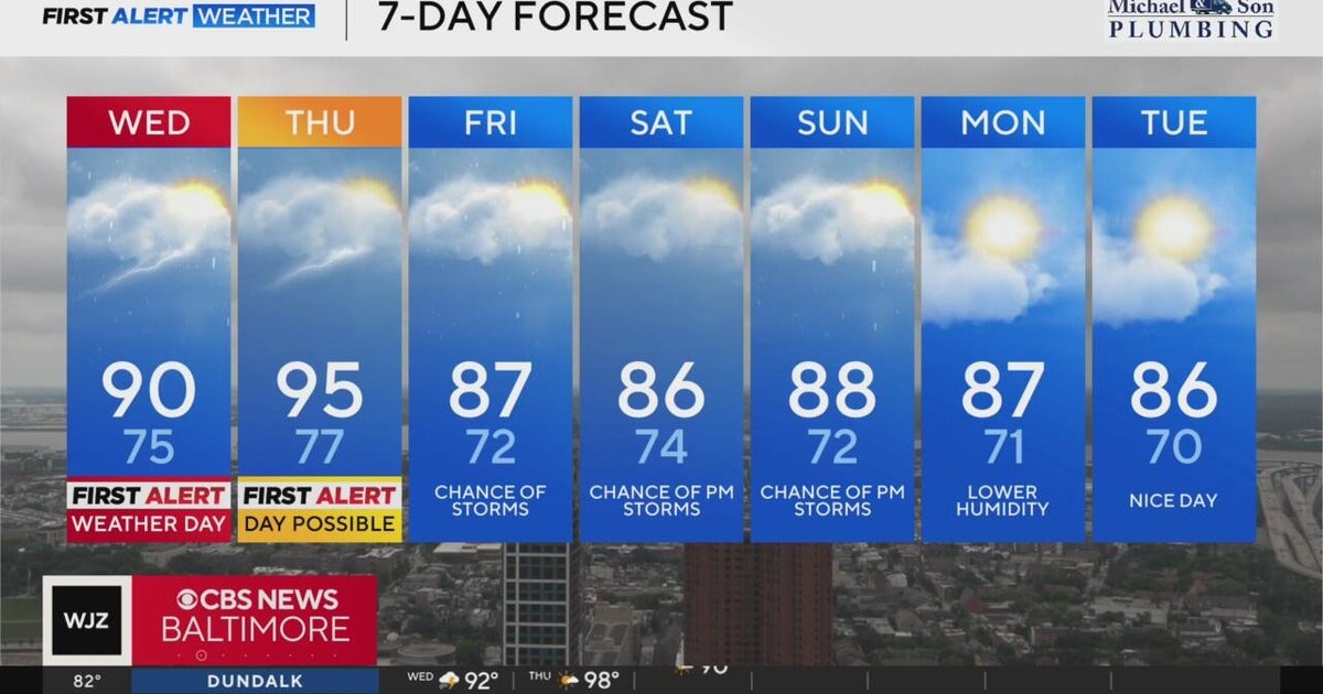 Risk of strong storms, rainy weather in Maryland Wednesday - CBS Baltimore