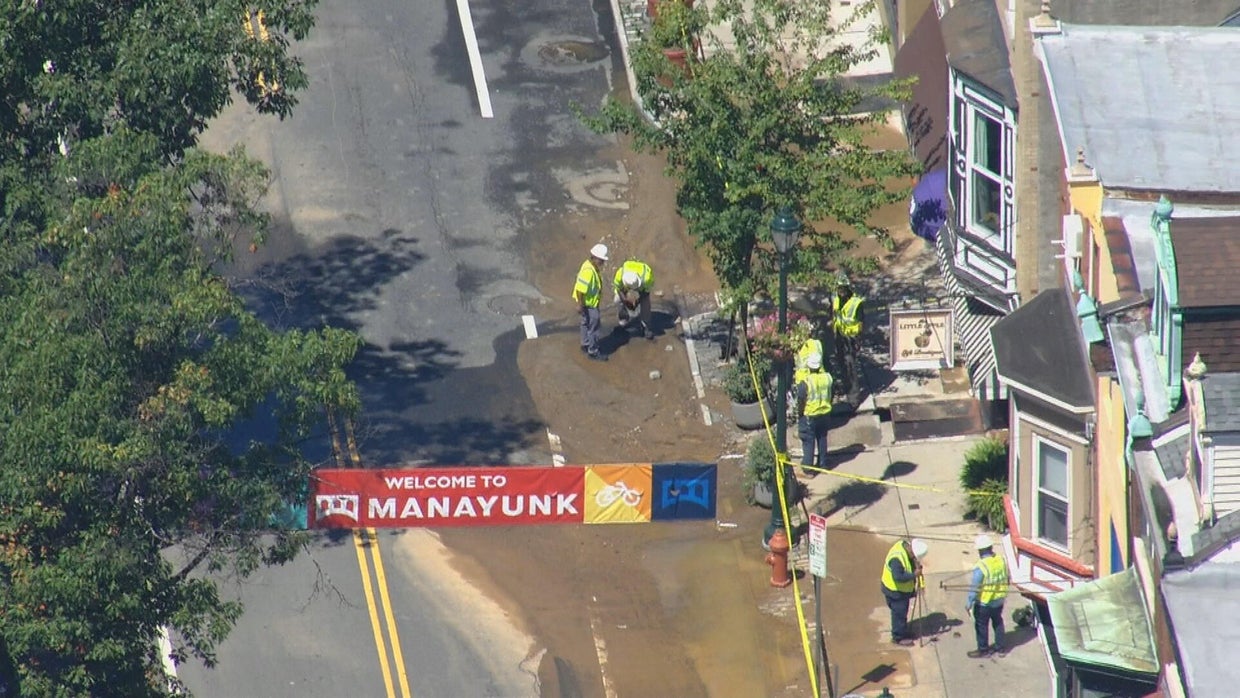Water restored after main break floods Main Street in Philadelphia's ...