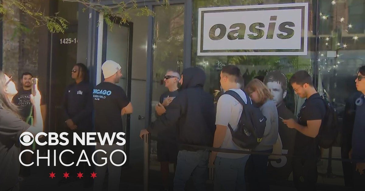 Fans line up for Oasis Live '25 merch pop-up shop in Wicker Park - CBS ...