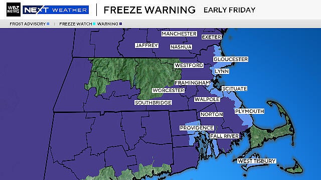 Freeze warning issued for parts of Massachusetts; Map shows how cold it ...