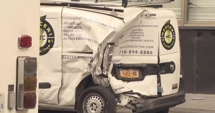 Video shows truck slam into van, sending it crashing onto Chelsea ...
