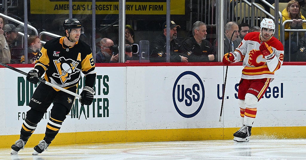 Matt Coronato's 3rd-period goal lifts Flames over Penguins 2-1 - CBS ...