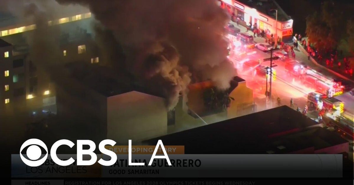 Massive fire reignites at former North Hills church - CBS Los Angeles