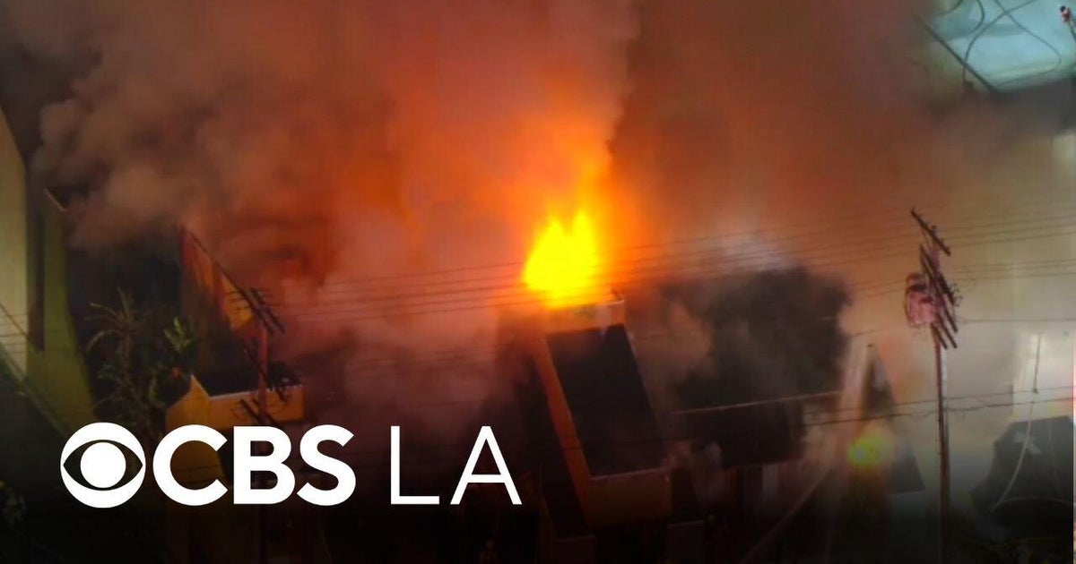 Massive fire reignites at former North Hills church - CBS Los Angeles