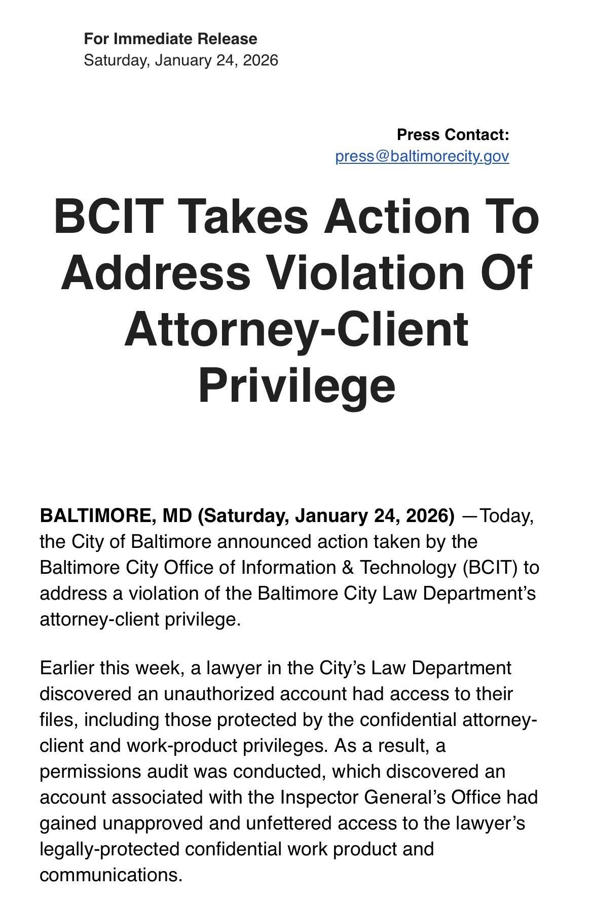 Baltimore's fraud watchdog blasts city for "unprecedented" action ...
