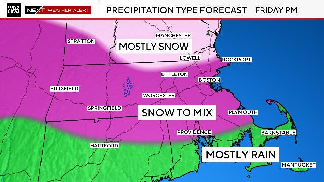 Snow coming to Boston area again today. Weather forecast maps show ...