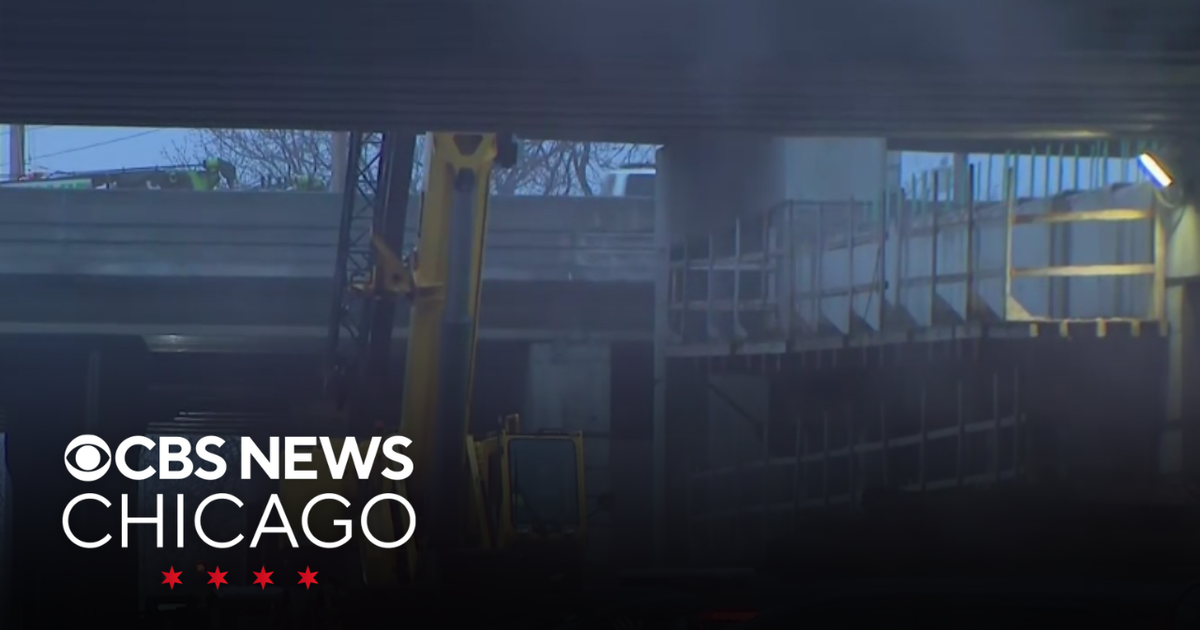 Semi-truck dangling off bridge in Elmhurst, Illinois - CBS Chicago