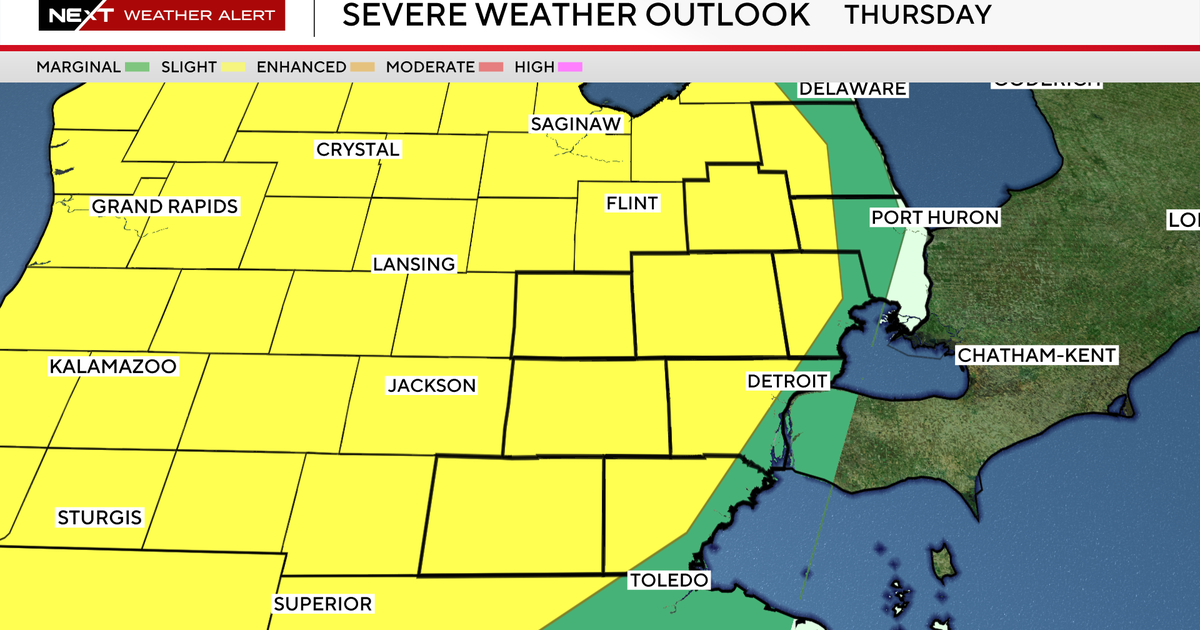 Showers, thunderstorms possible Thursday in Southeast Michigan - CBS ...