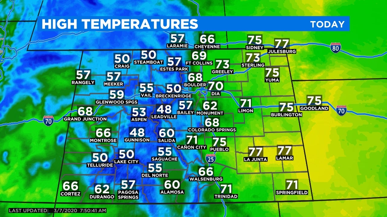 Denver Weather: Near Record High Saturday, Rain Showers Sunday - CBS ...