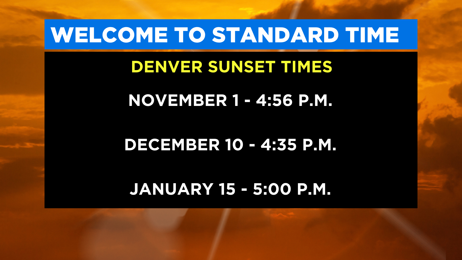 Next 75 Days In Denver Will Feature A Daily Sunset Before 5 P.M. - CBS ...